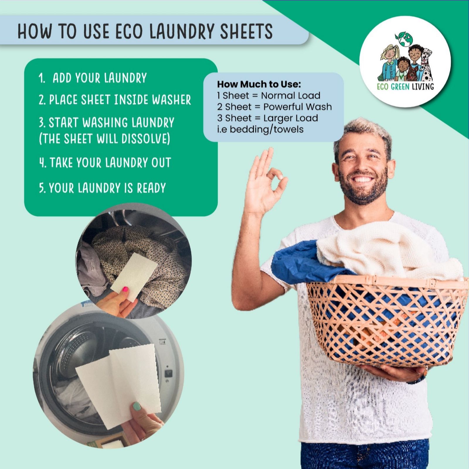 Eco Green Living Set of 2 Laundry Sheets - QVC UK