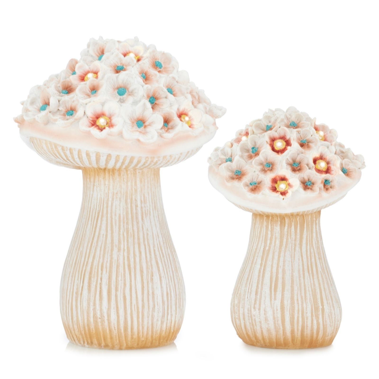 Outlet Garden Reflections Set of 2 Large and Small Solar Toadstools ...