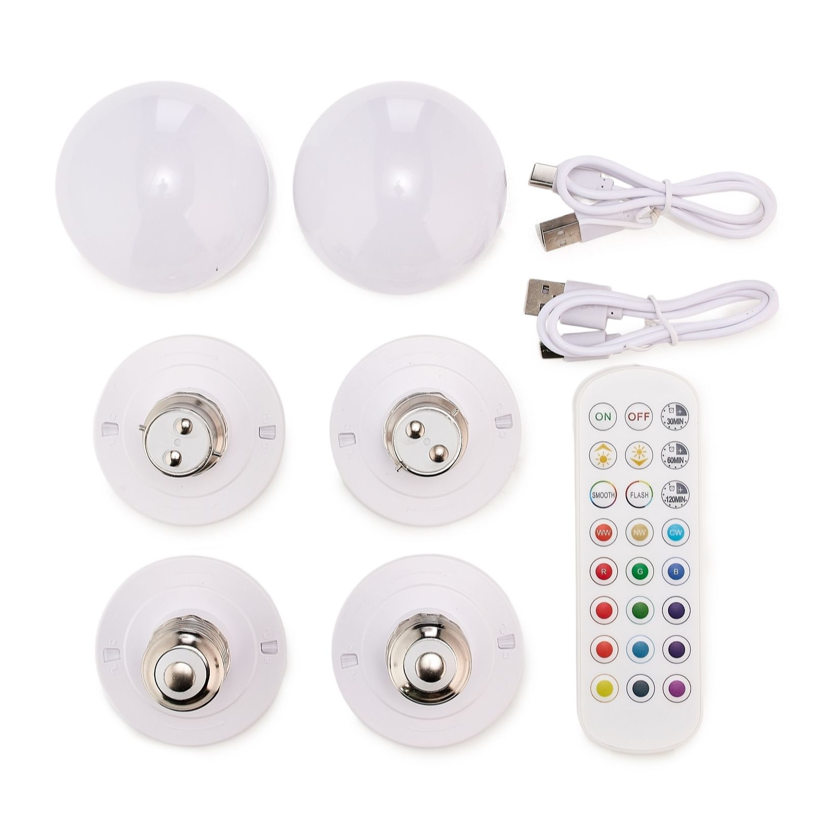 Auraglow Set of Two Rechargeable Light Bulbs with Remote Control - QVC UK