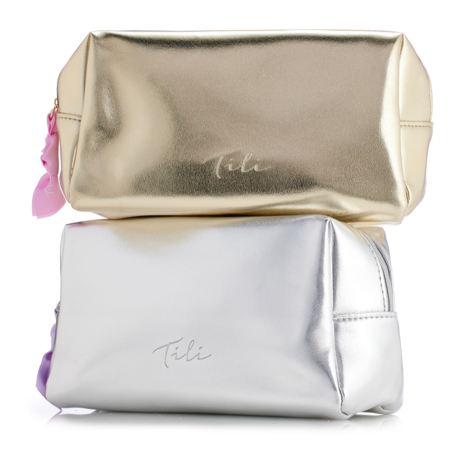 Outlet Tili Set of 2 Metallic Cosmetics Bags - QVC UK