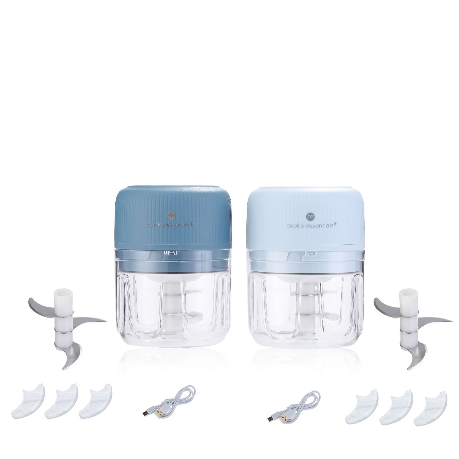 Cook's Essentials Set of 2 250ml USB Mini Food Choppers - QVC UK
