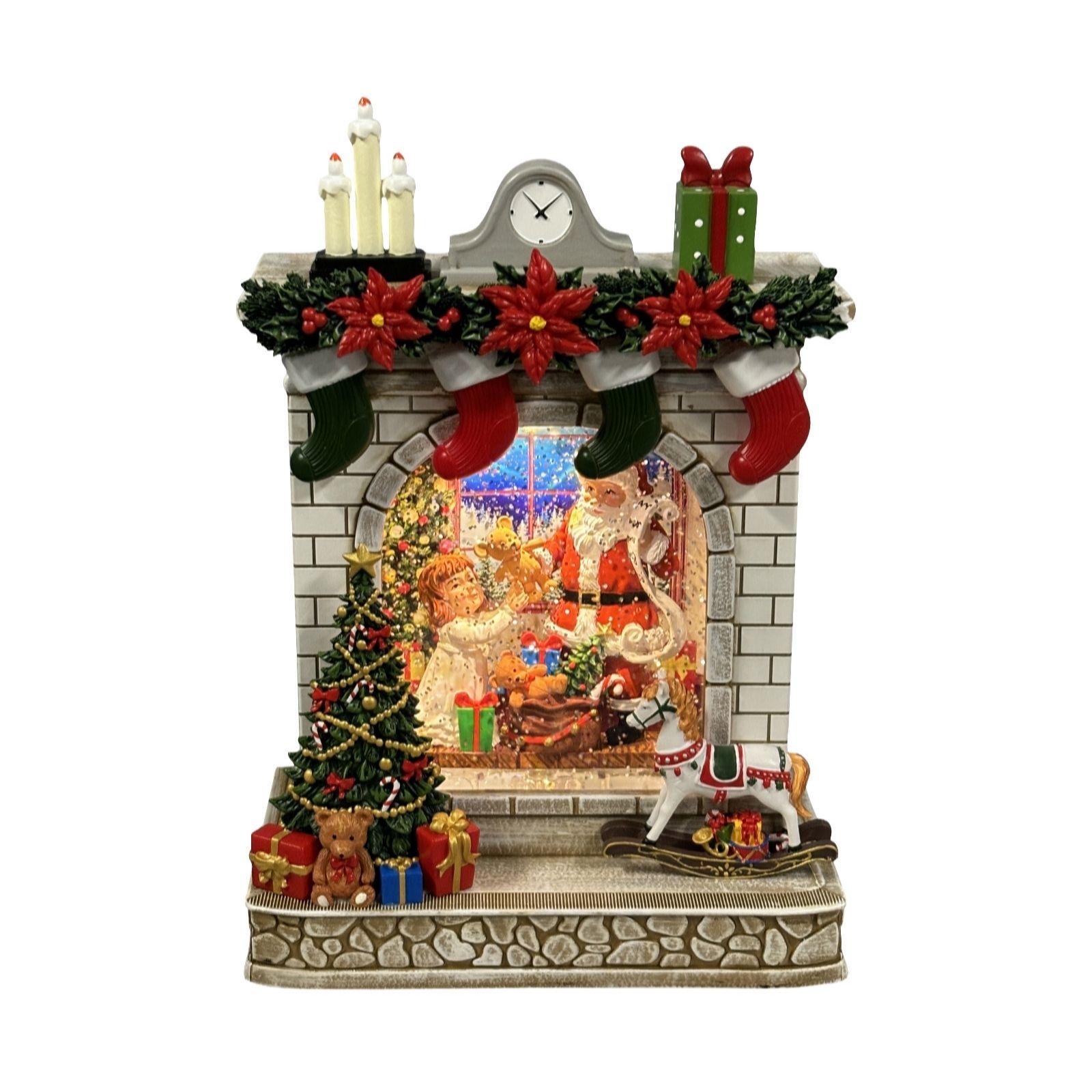 Outlet Santa Express Pre Lit Fireplace Water Spinner - QVC UK