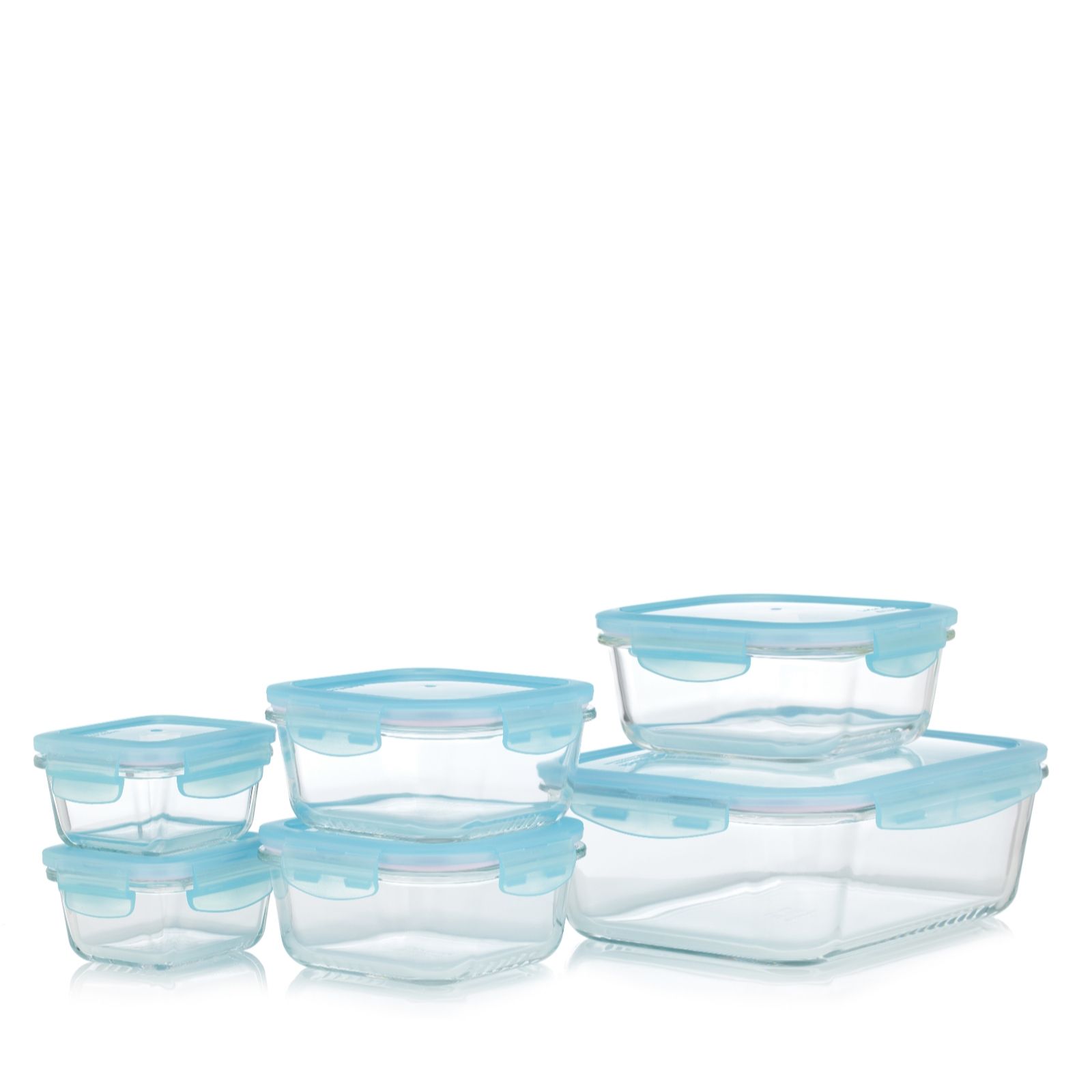 Lock & Lock Set of 6 Glass Containers 160ml -2l - QVC UK