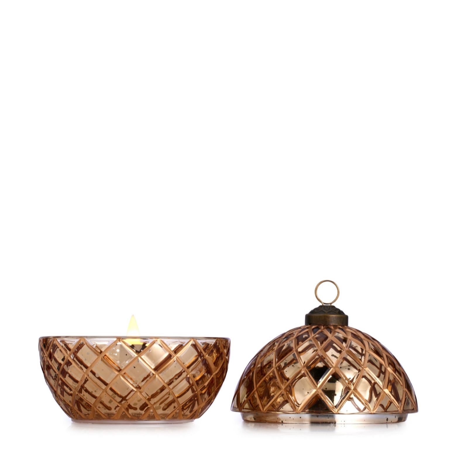 Outlet Festive 2 Wax LED Candle In Glass Decorative Ball - QVC UK