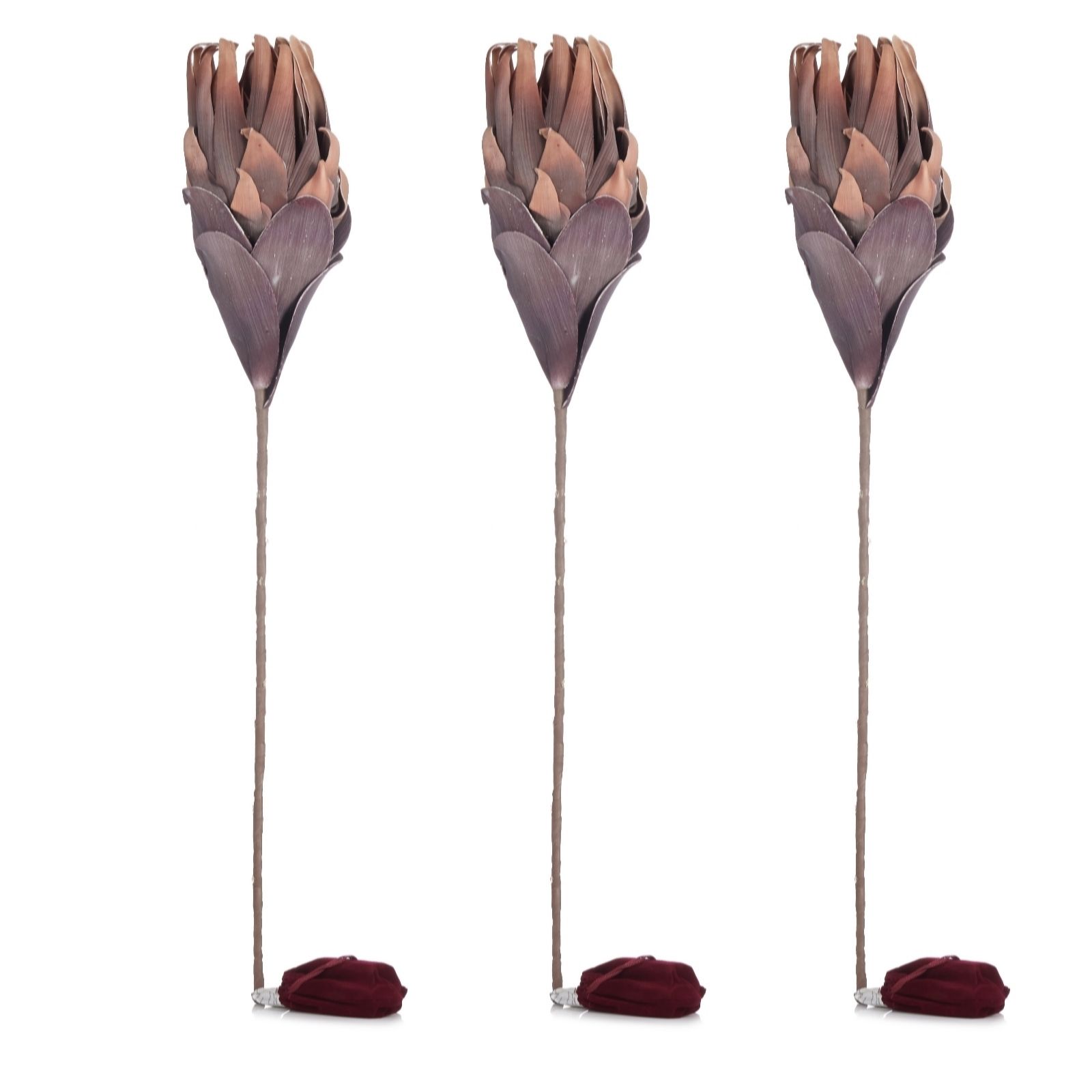 Outlet Alison Cork set of 3 Protea pre lit faux floral stems - QVC UK