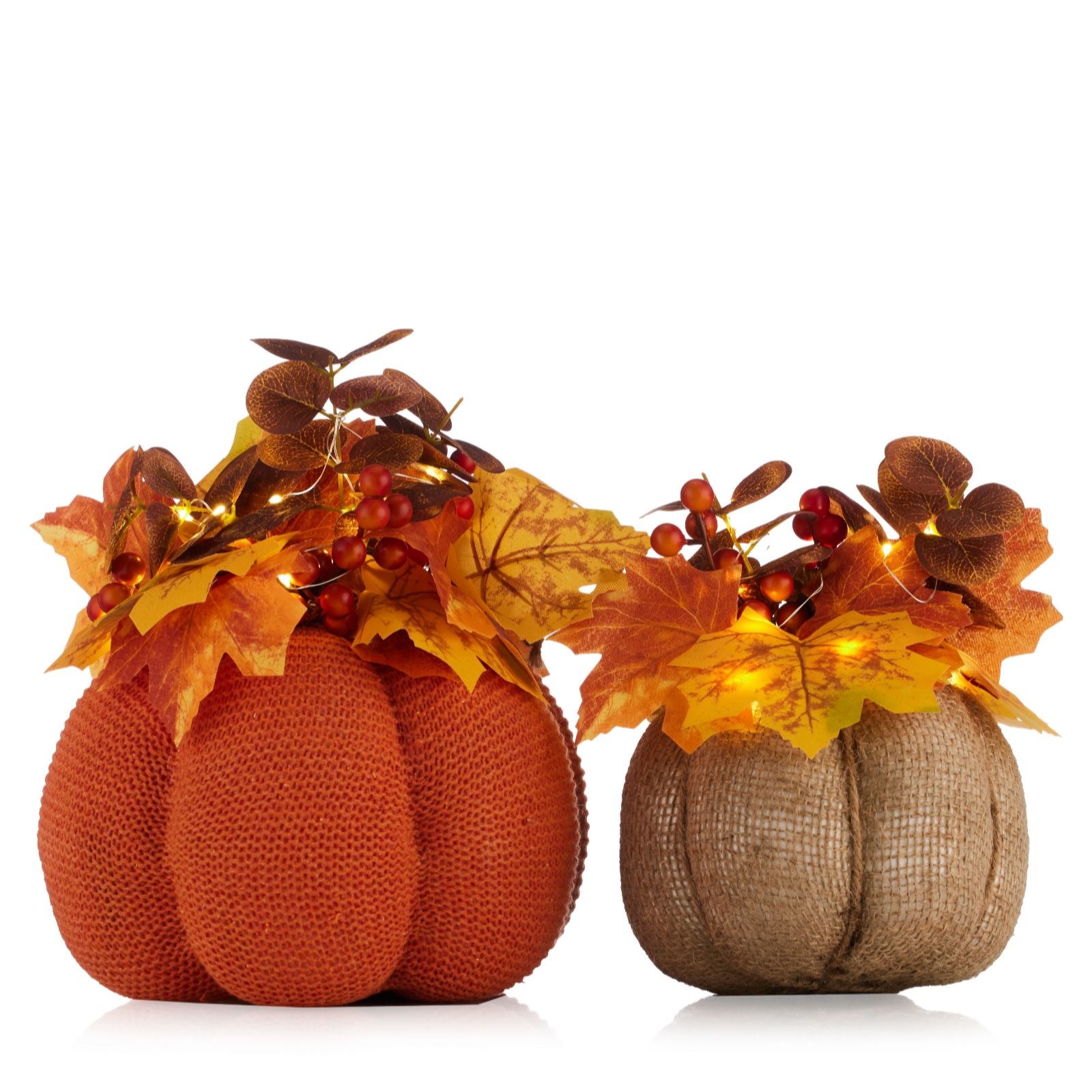 Home Reflections Set of 2 Pre Lit Pumpkin Bouquets - QVC UK
