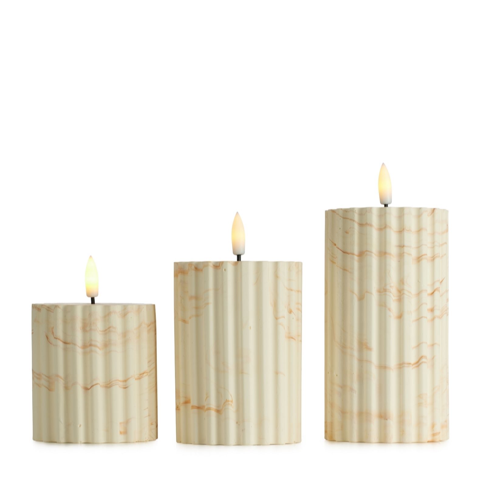 Outlet Luxenoa Set Of 3 Marble Affect Flameless LED Candle - QVC UK
