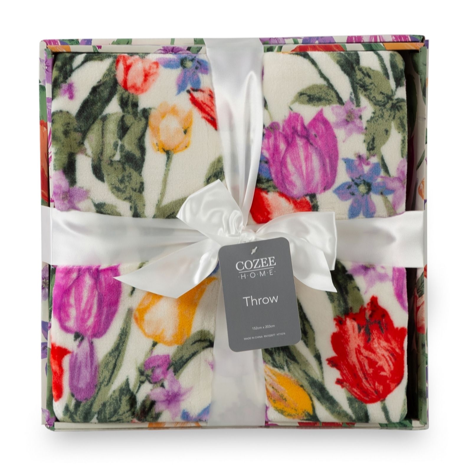 Outlet Cozee Home Velvetsoft Floral Printed Throw in Giftbox - QVC UK