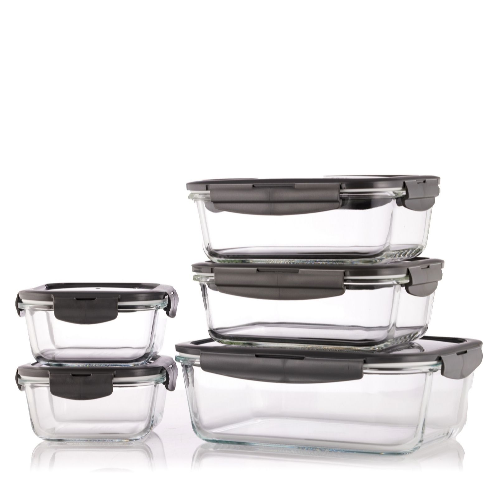 Outlet Lock & Lock 5 Piece Glassware Stackable Set - QVC UK