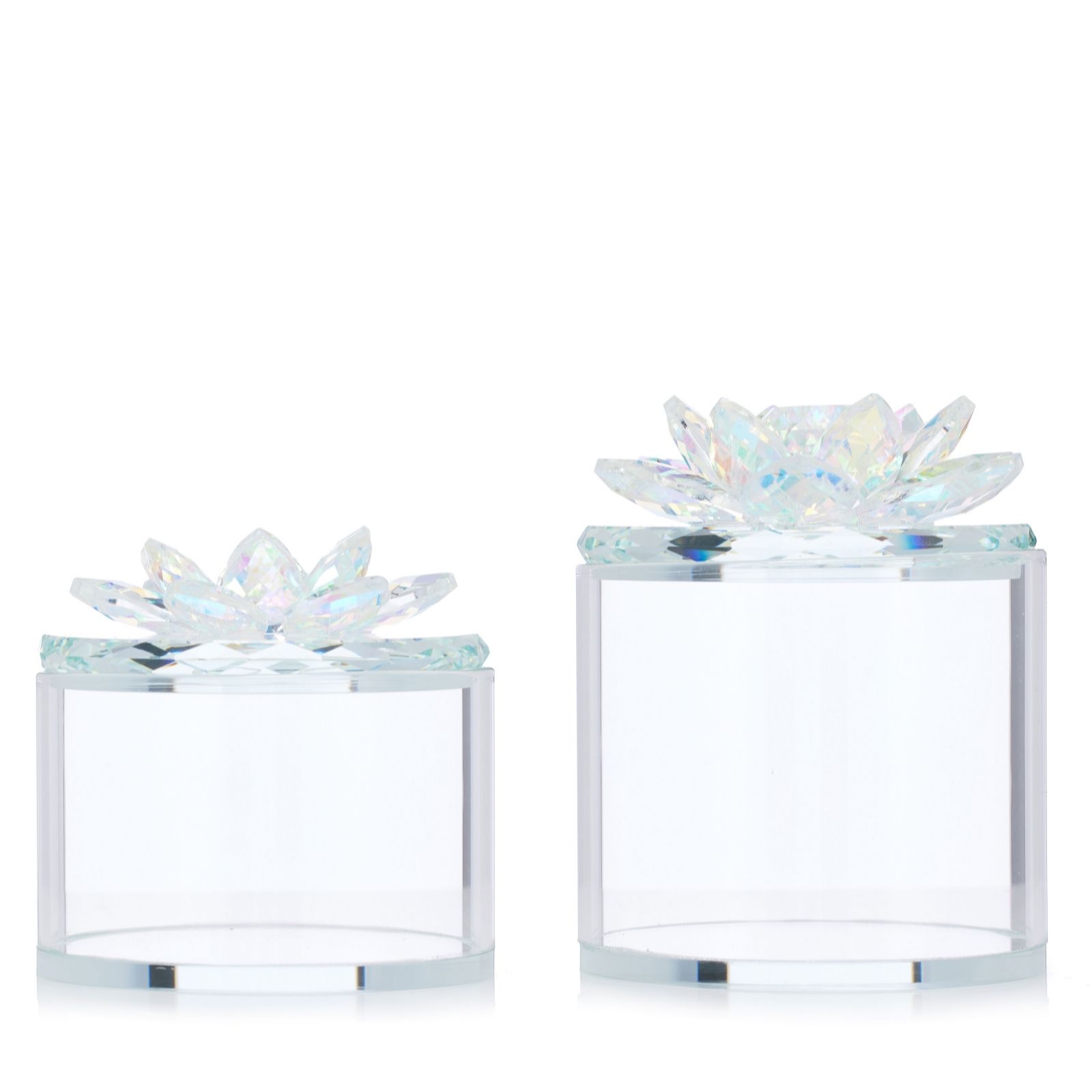 Outlet Julien Macdonald Set of 2 Lotus Glass Trinket Box - QVC UK