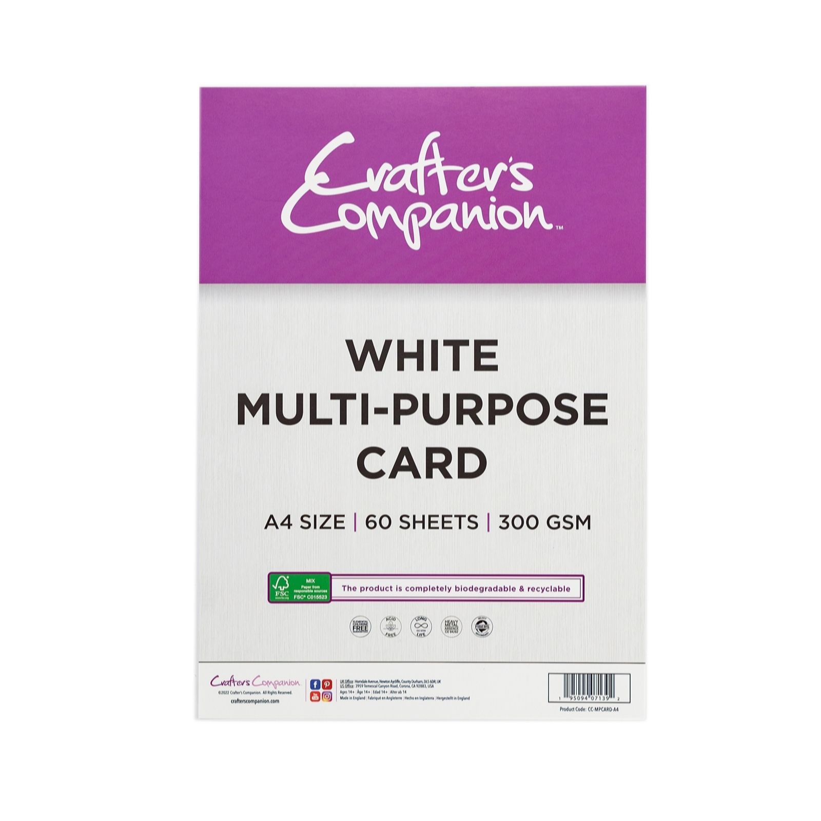 Crafters Companion 60 Sheets White Multi-Purpose A4 Card - QVC UK