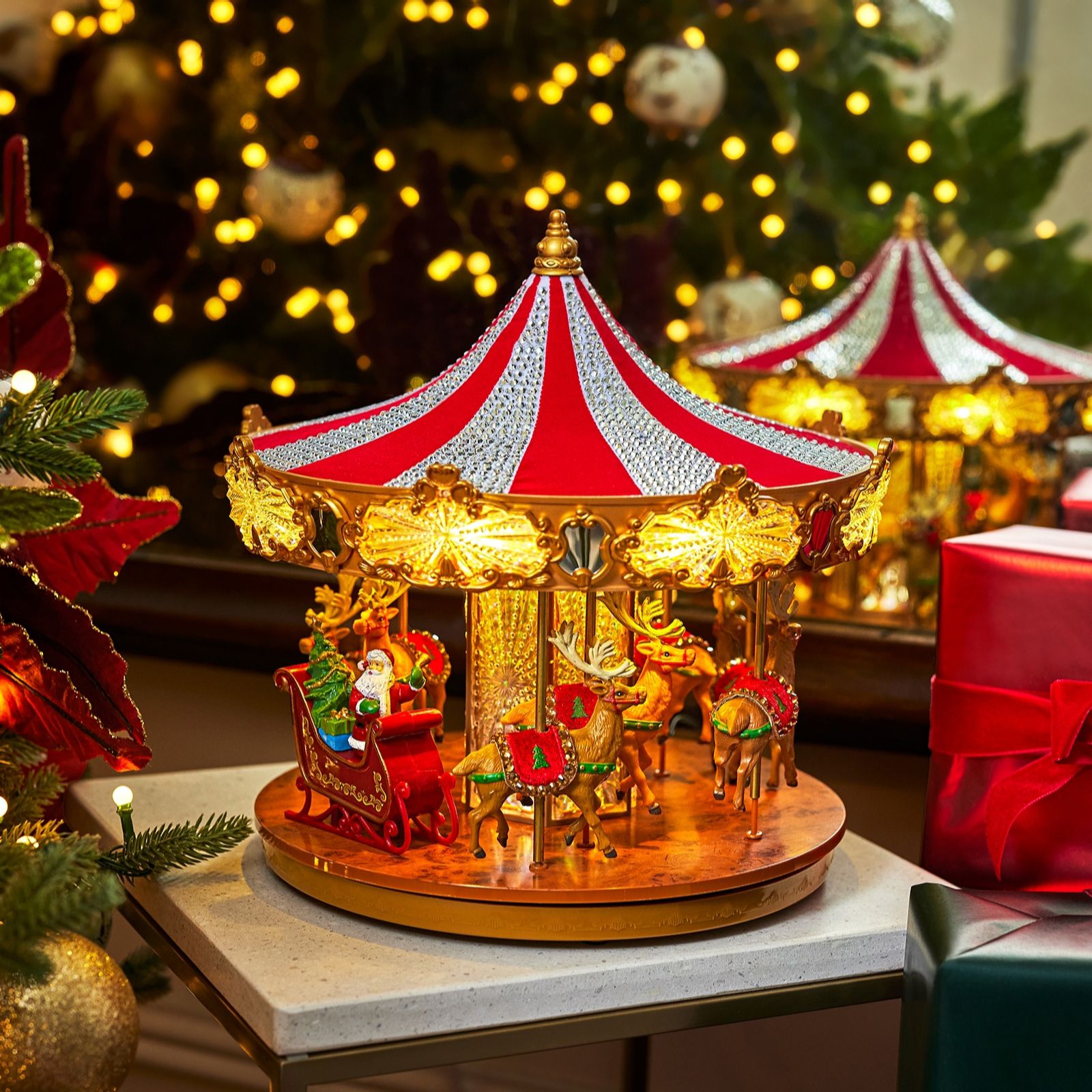 Mr Christmas 12" Crystal Carousel - QVC UK
