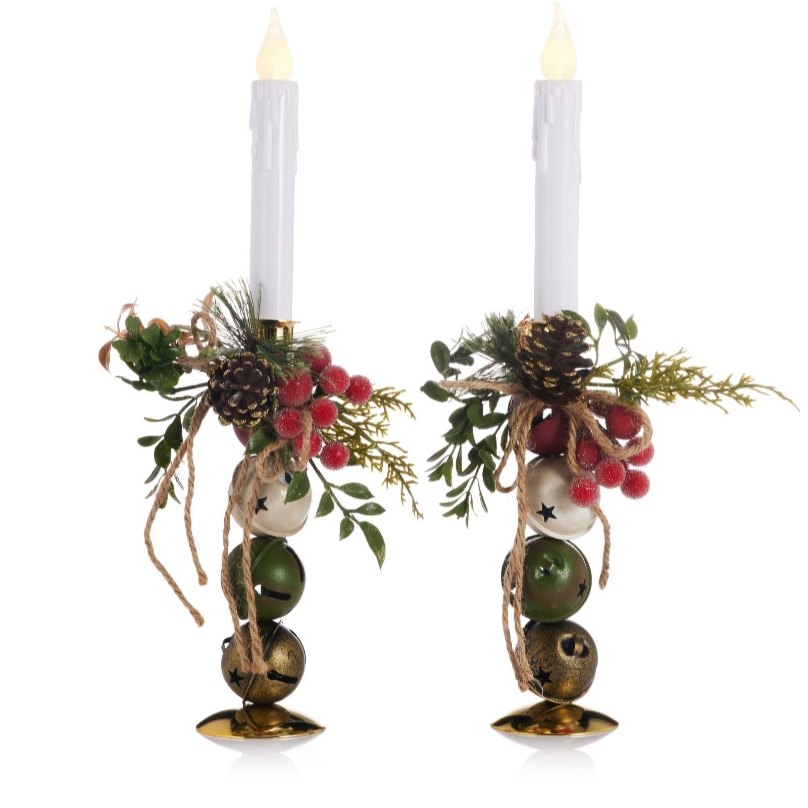 Outlet Santa Express Set of 2 Bell LED Candle Holder - QVC UK