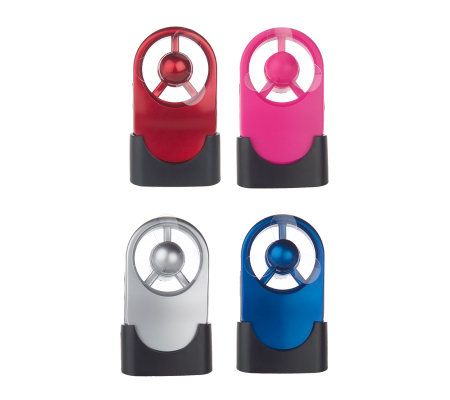 Set of 4 Assorted Color Touch Fans with Stand - QVC.com