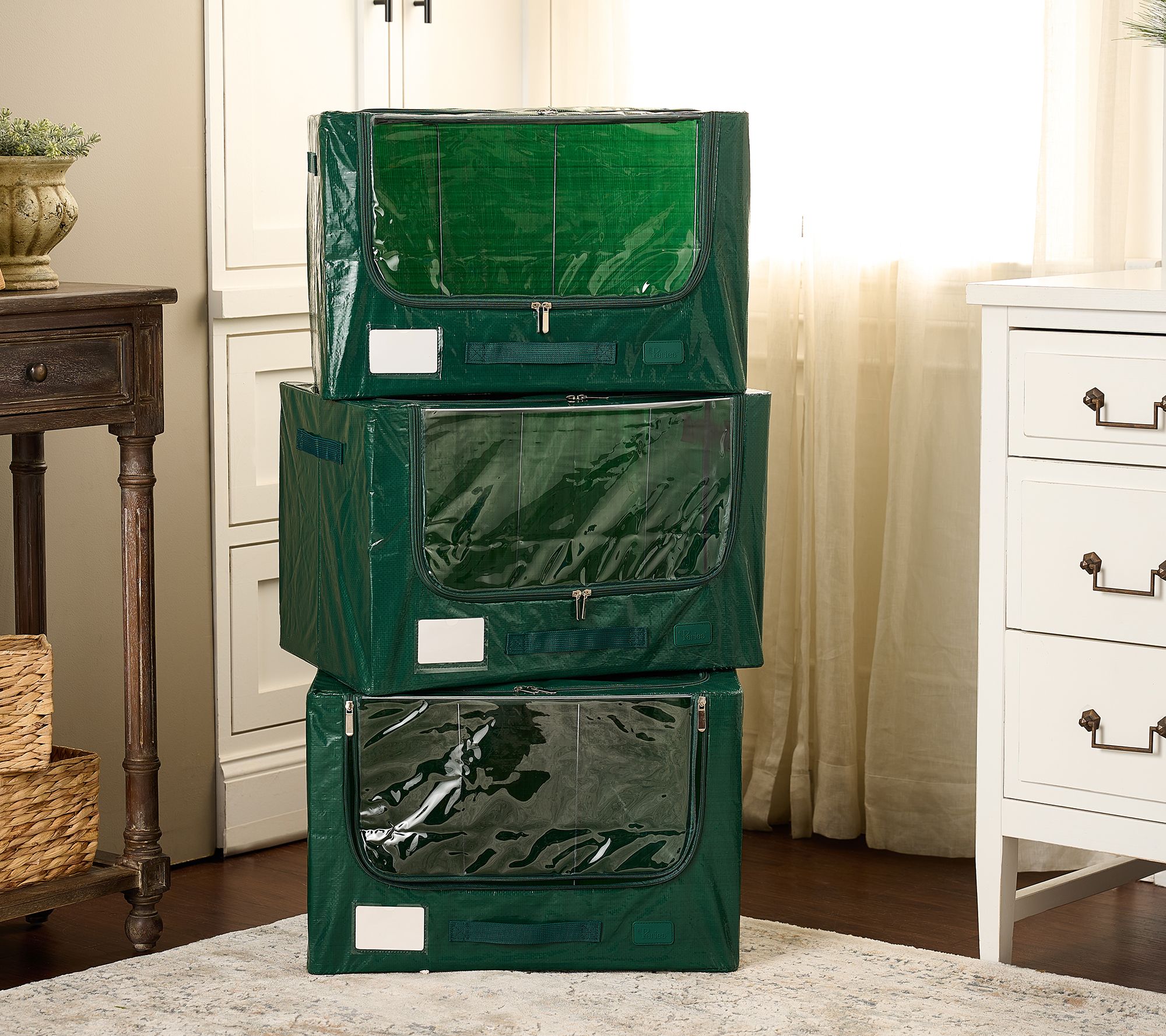 "As Is" Periea Set of 3 Large Collapsible Tarp Storage Boxes - QVC.com