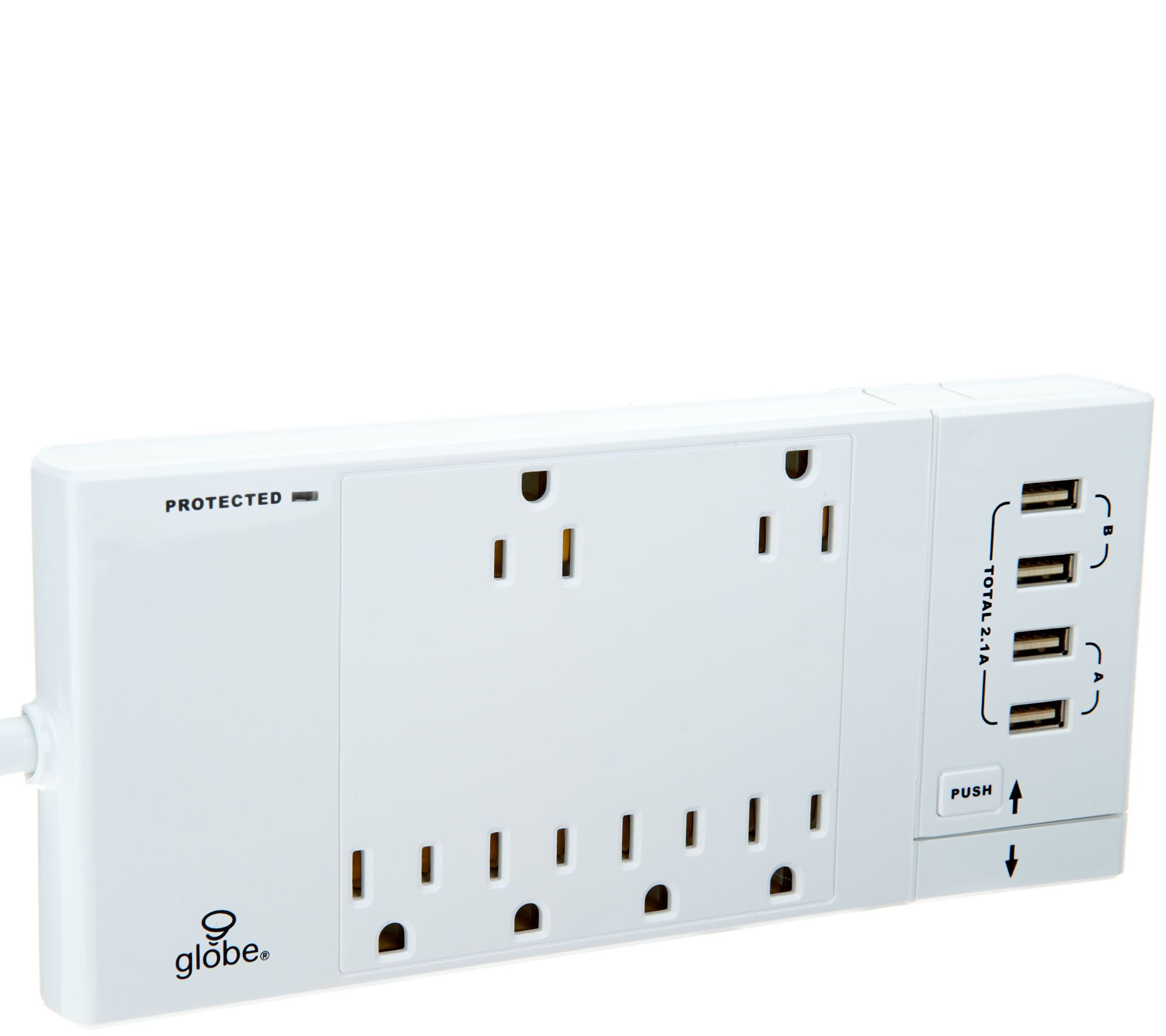 Globe Electric 6 Outlet Power Strip with 4 Port USB Hub - QVC.com
