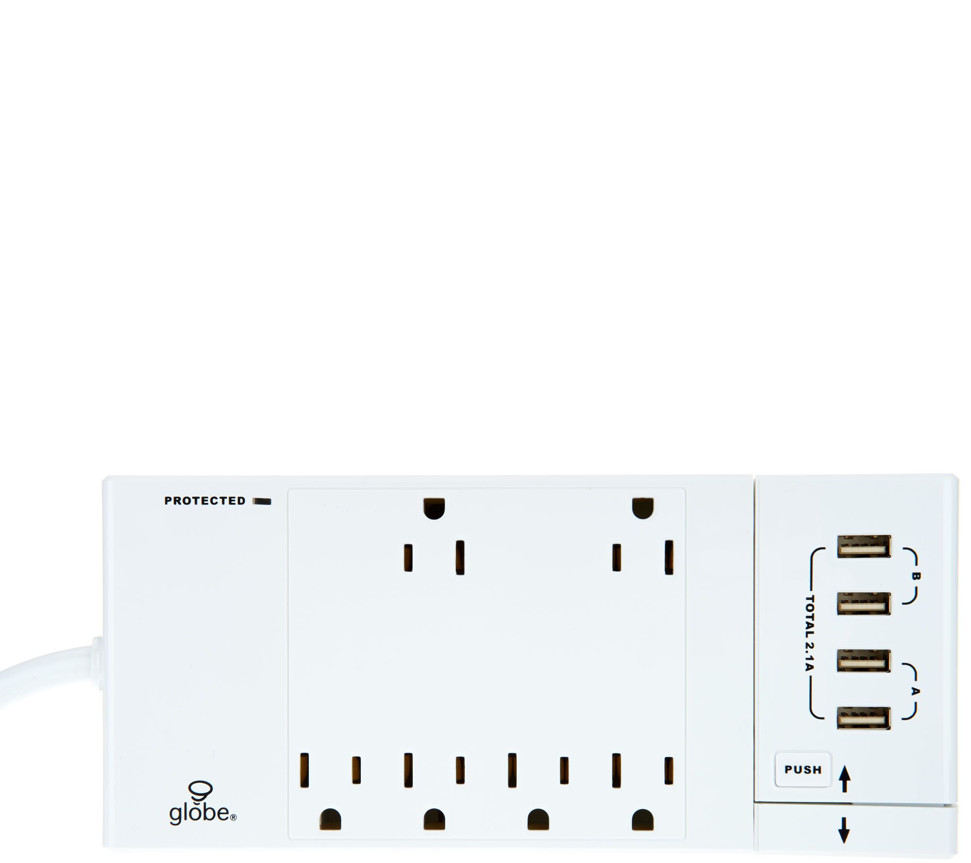 Globe Electric 6 Outlet Power Strip with 4 Port USB Hub - QVC.com