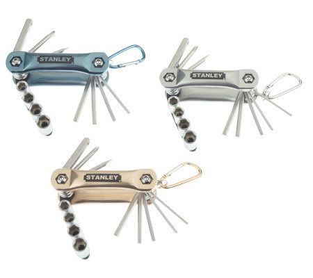 Stanley Set of 3 Mini Multi-Socket Tools with Carabineer Clip - QVC.com