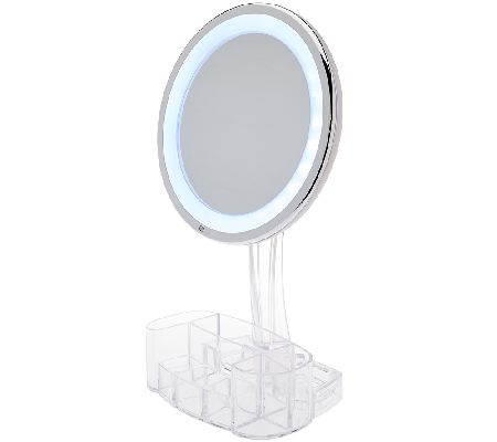 Floxite 7x Magnification Touch Light Mirror with Storage - QVC.com
