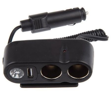 Multi-Socket 12V Car Charger with 2 Sockets & USB Port - QVC.com