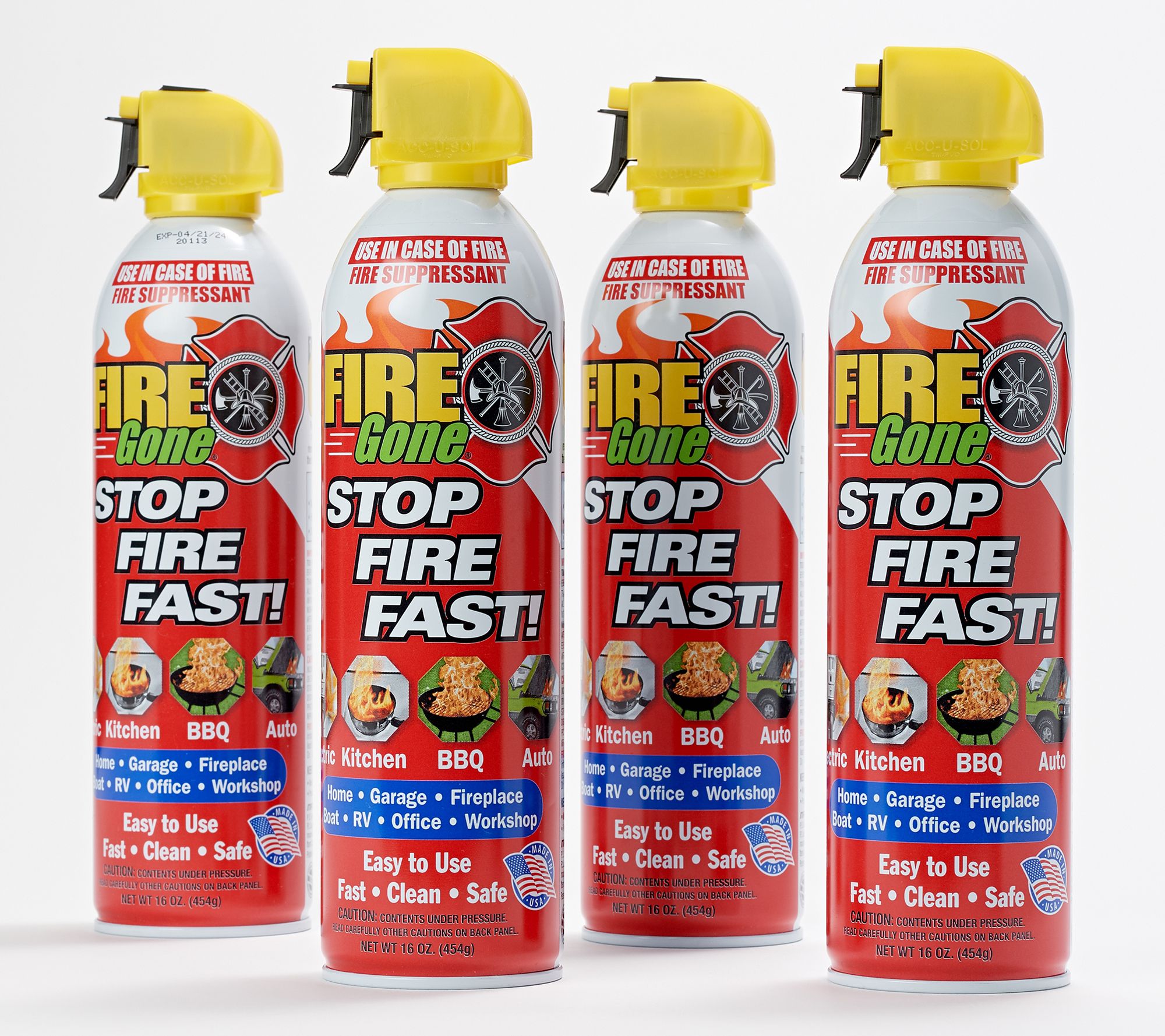 Fire Gone Set of (4) 16-oz Fire Suppressant Spray Cans - QVC.com