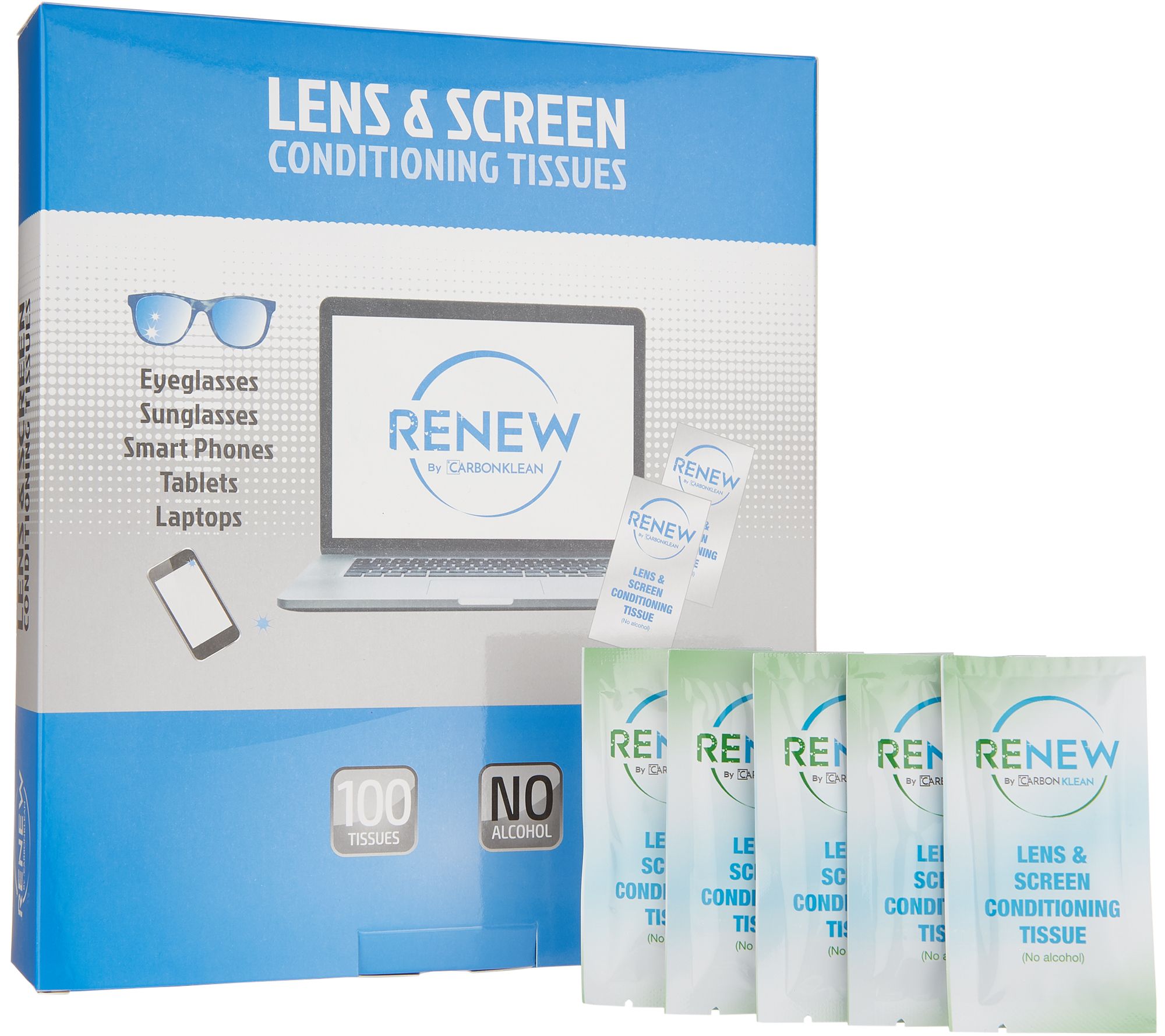 100 Count Eyeglass and Screen Cleaning Portable Wipes by CarbonKlean ...
