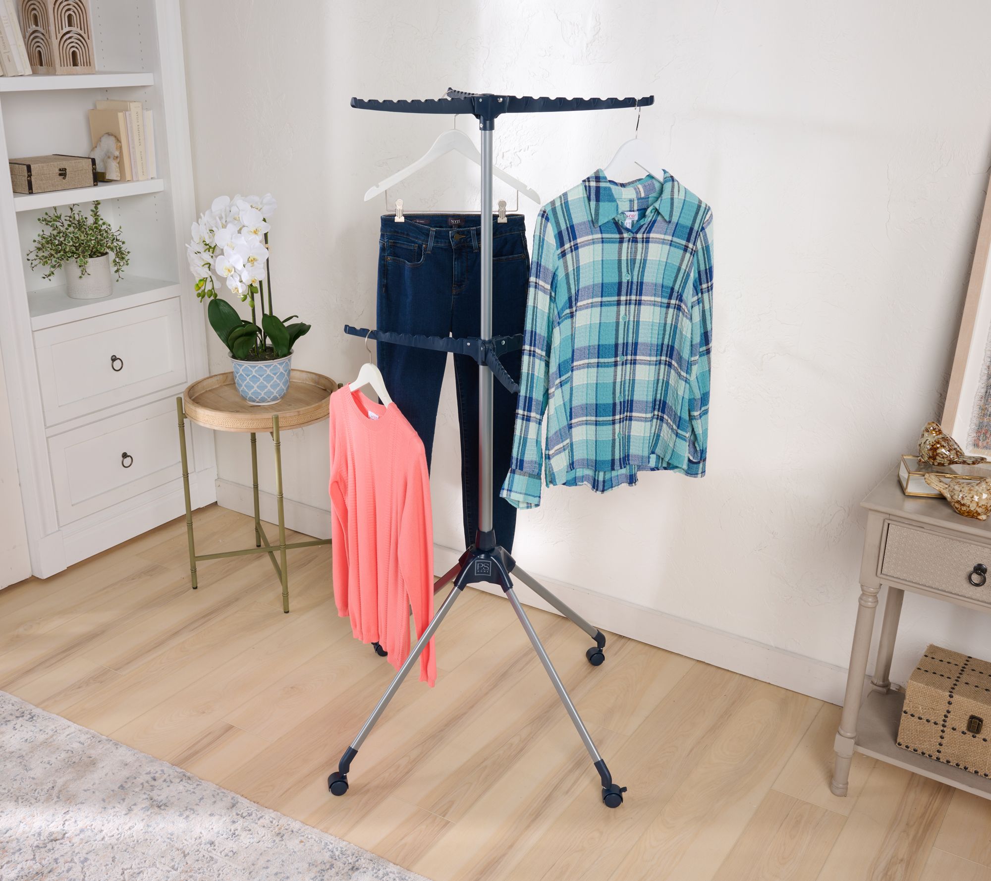 "As Is" P.S. Home 2 Tier Collapsible Laundry Rack with Wheels - QVC.com