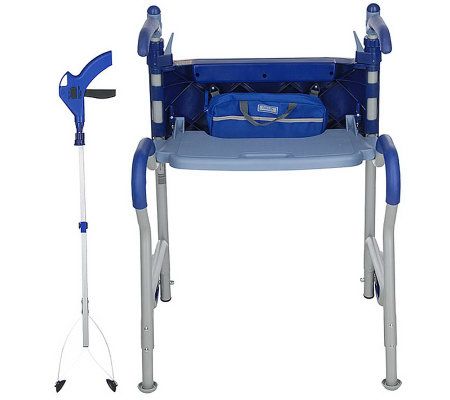 Full Life Pilot Walker w/ Fold Down Seat, Reacher, & Carry Pouch — QVC.com