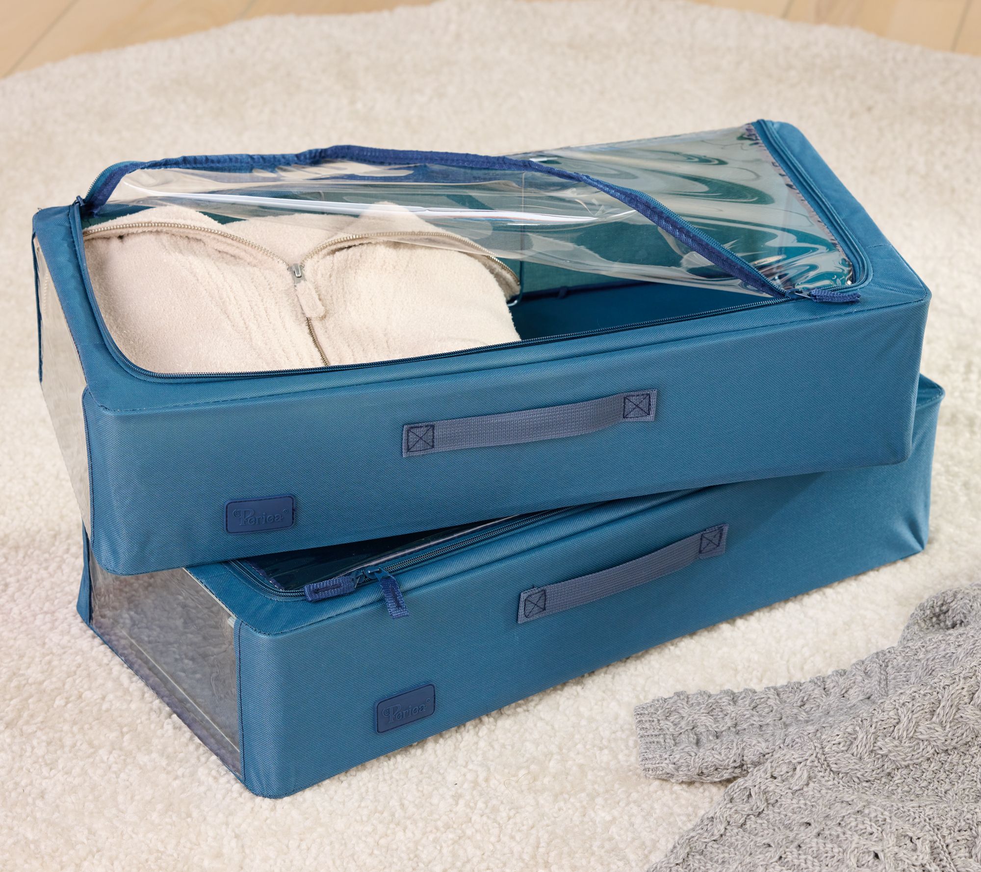 "As Is" Periea Set of 2 Medium Slim Storage Boxes - QVC.com