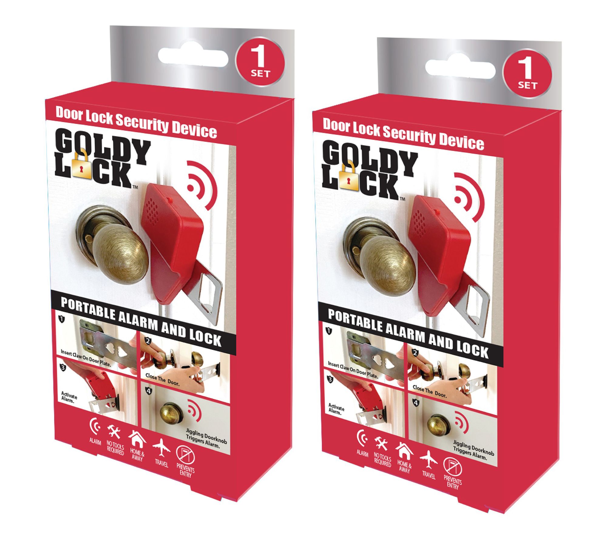 Goldy Lock Set of 2 Portable Door Lock and Alarm - QVC.com