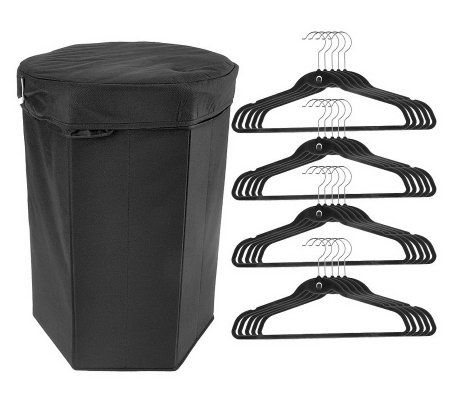 ClutterFree EZ-Storage Hamper with 20 Cascading Hangers Set - QVC.com