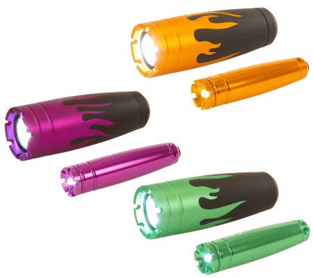 Flame Design Set of 3 LED Flashlights with Matching Mini & Gift Box ...