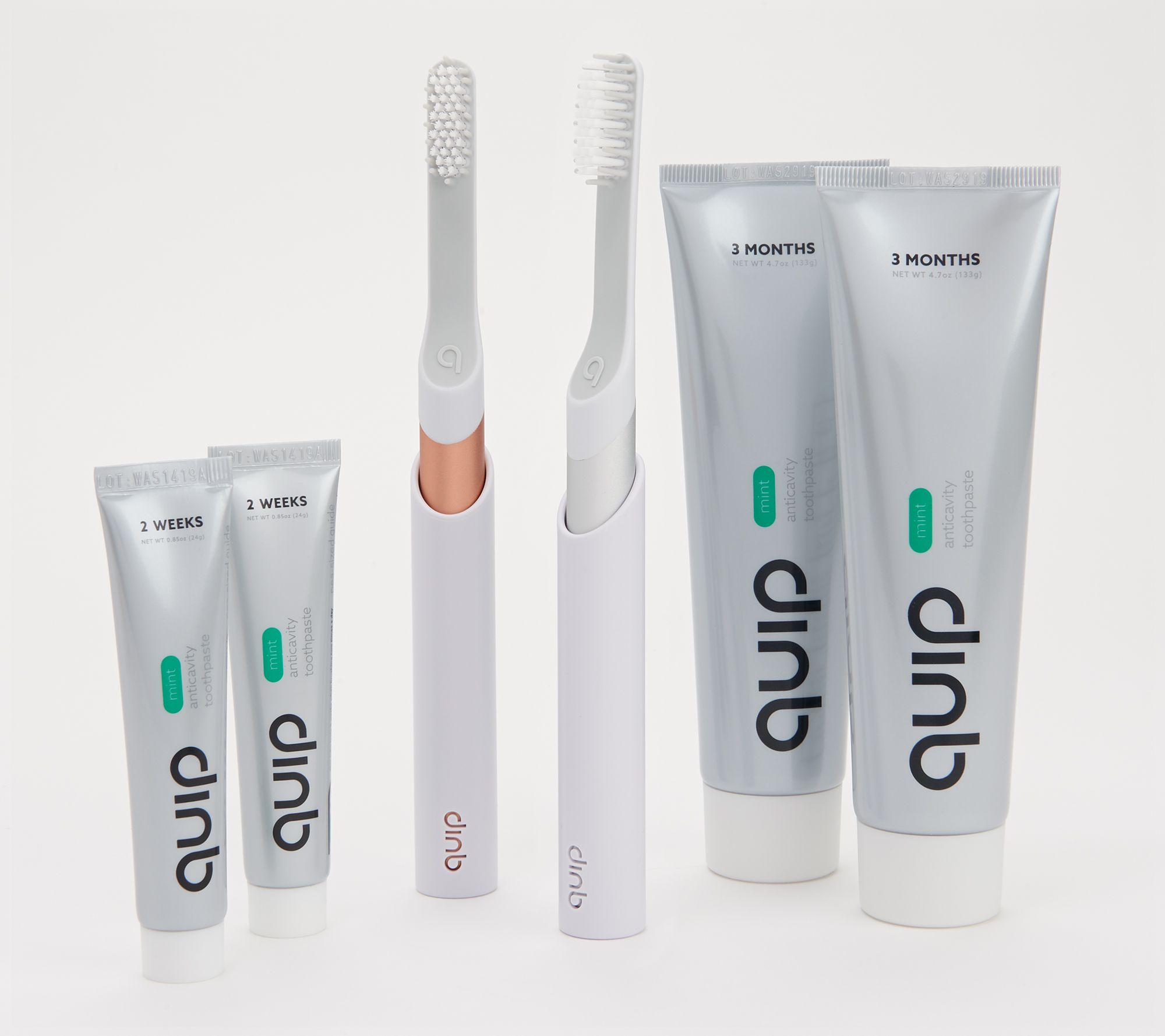 quip Set of 2 Metal Electric Toothbrushes with Toothpaste - QVC.com